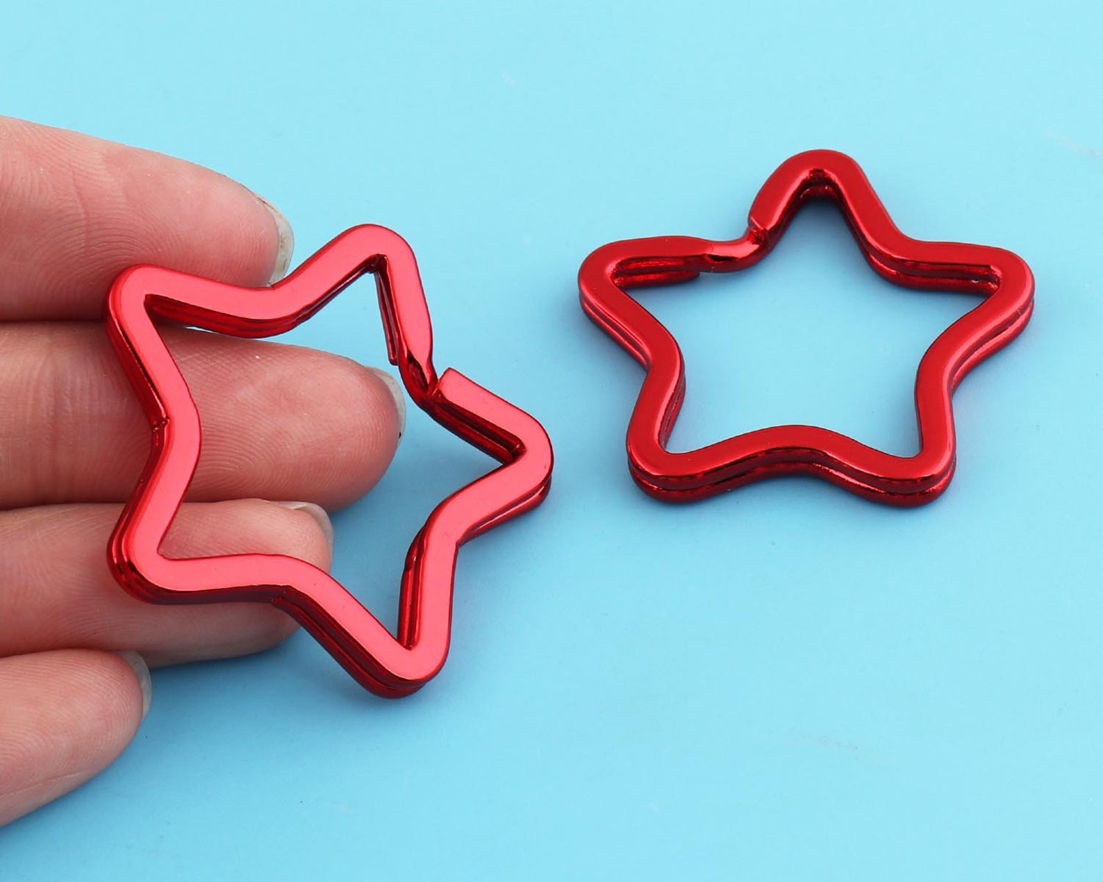 Star Shape Key Split Ringskey Chain Key Ring Red Color DIY - Etsy