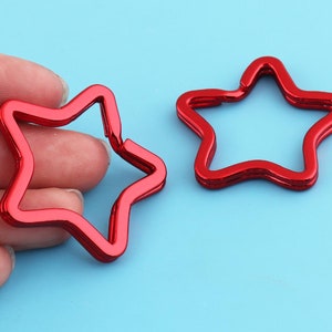 Star Shape Key Split Rings,key Chain Key Ring Red Color, DIY Accessory ...