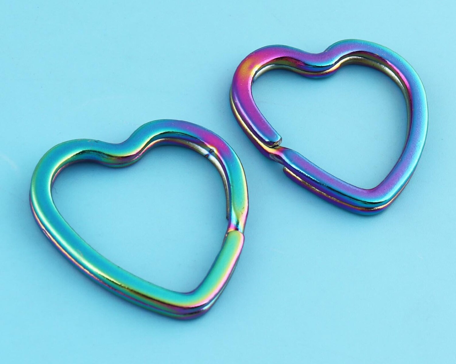 Heart Shape Key Split Ringskey Chain Key Ring Rainbow Color - Etsy