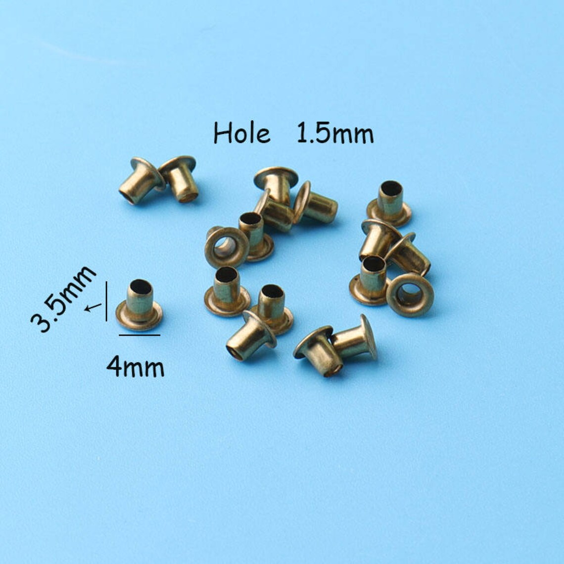 100pcs Tiny ANTIQUE BRASS Grommets Eyelets 1.5mmhole Self Backing for ...