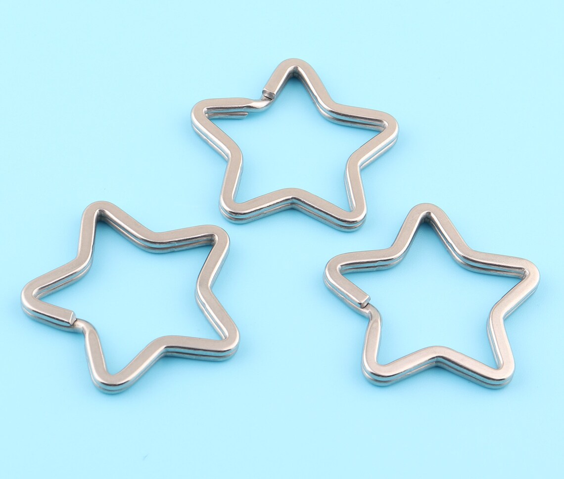Stainless Steel Star Shape Split Key Rings 35mm Silver Key Ring Split ...