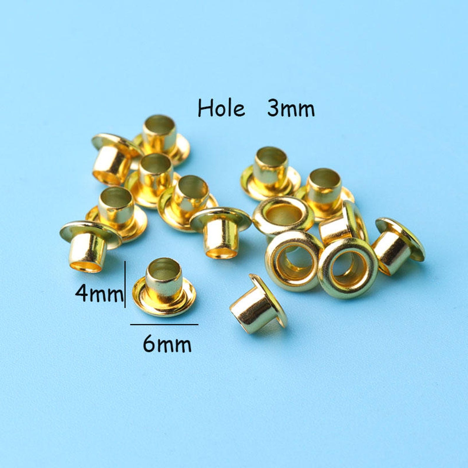 100pcs Gold Round Grommet Eyelet Hole 3mm Small Grommet Eyelets Self ...