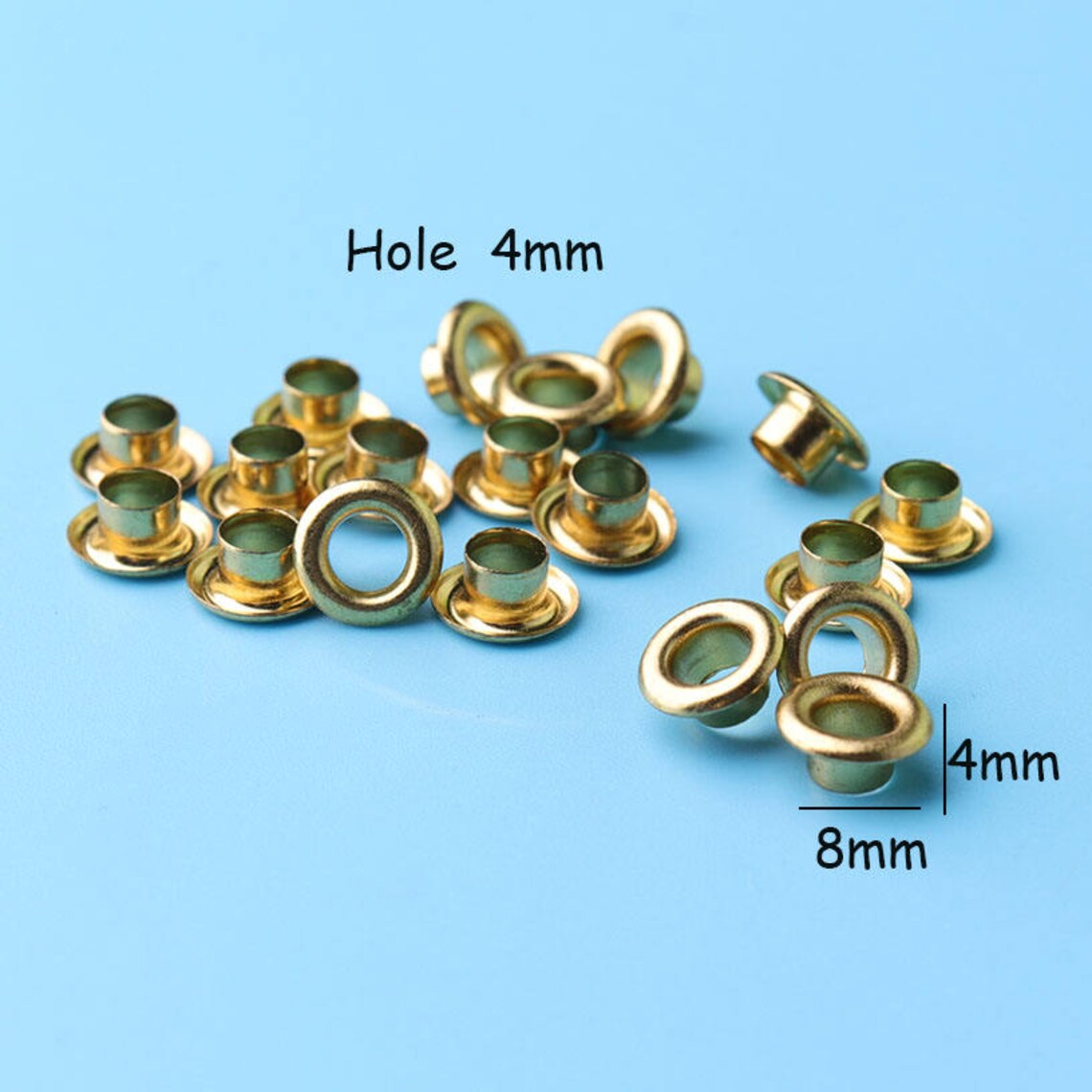 100pcs Tiny GOLD Grommets Eyelets 4MM Hole Self Backing for Bead Cores ...