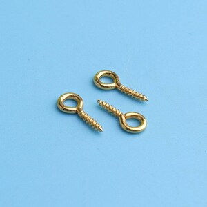 50pcs Screw/ Eye Bails, Gold Plated, Eye Pin Bail, Top Drilled Findings ...