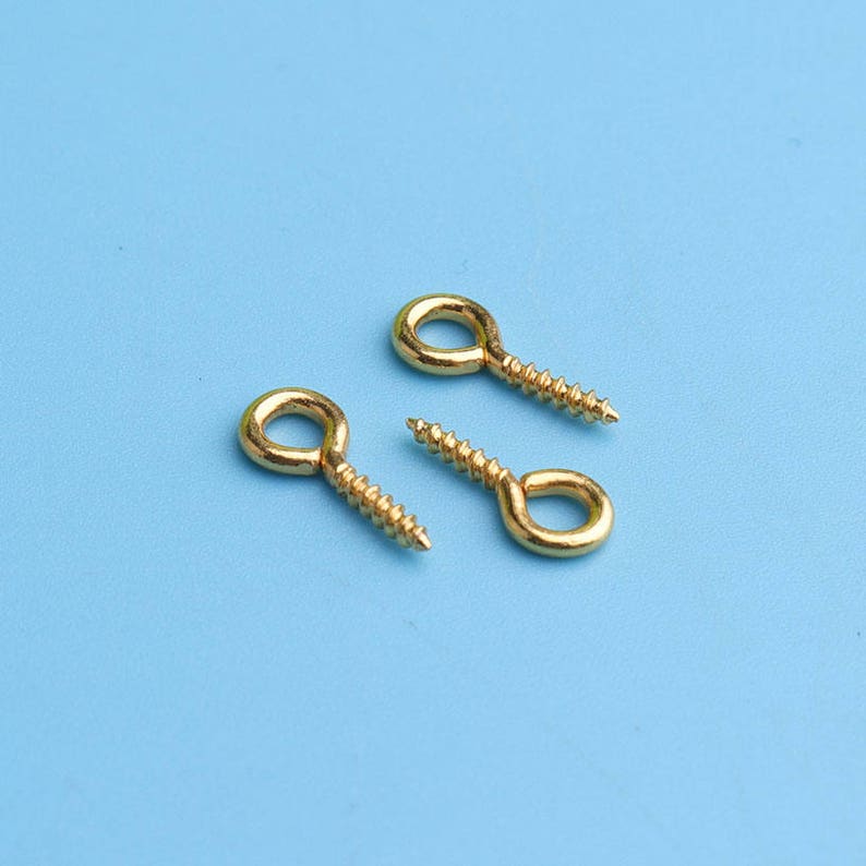 50pcs Screw/ Eye Bails Gold Plated Eye Pin Bail Top Drilled - Etsy