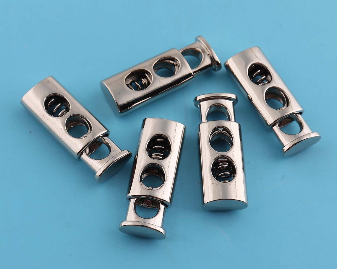 4pcs Metal Spring Cord Lock With Silver Color , Double Barrel Toggle ...