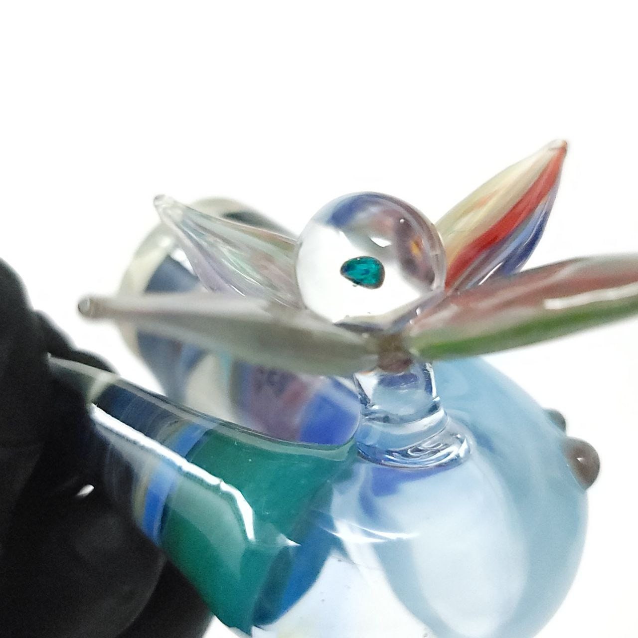 Encased Opal in Center of Flower Sherlock Glass Pipe Borosilicate ...