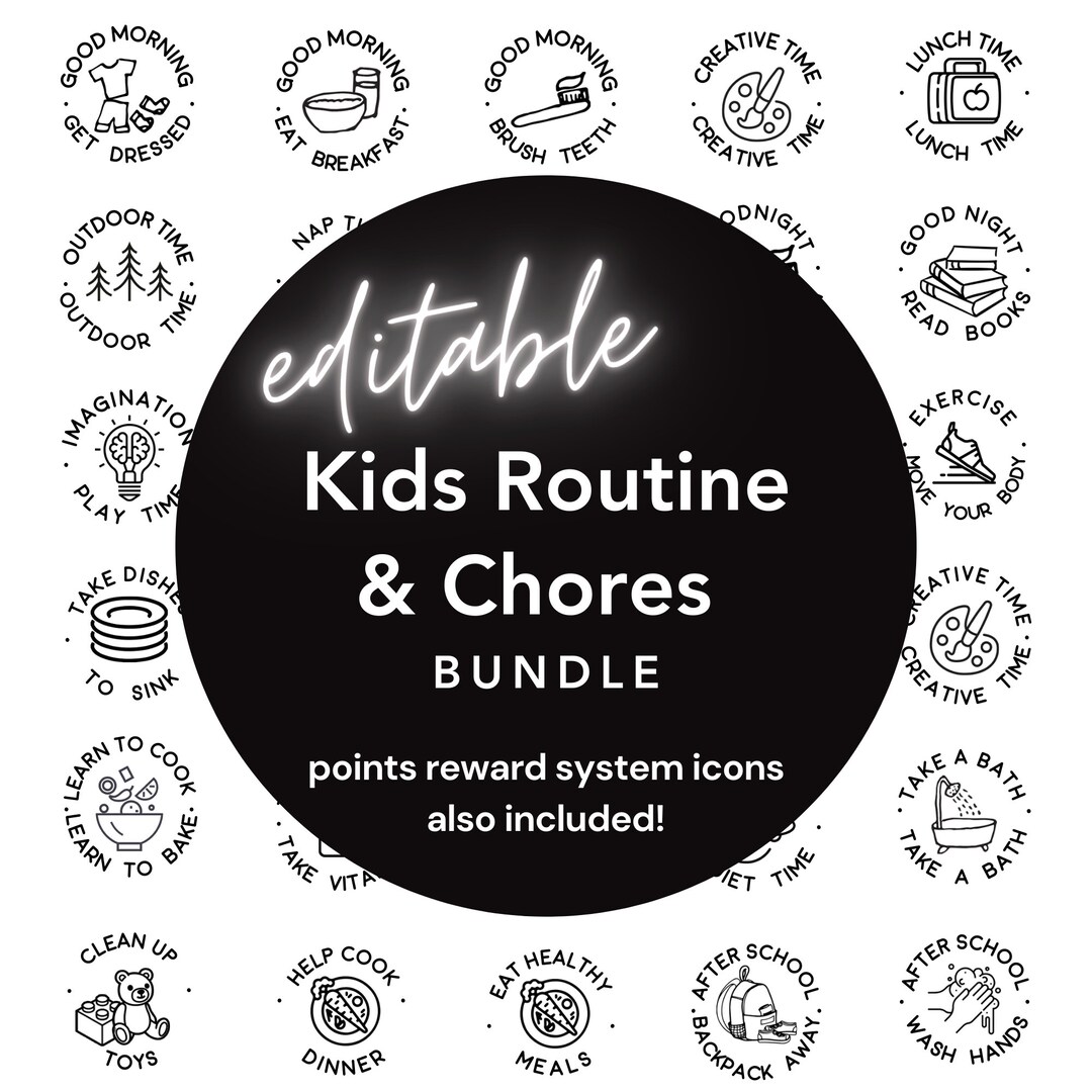 Editable Kids Chore Chart Kids Daily Routine Printable Kids Chore Chart ...