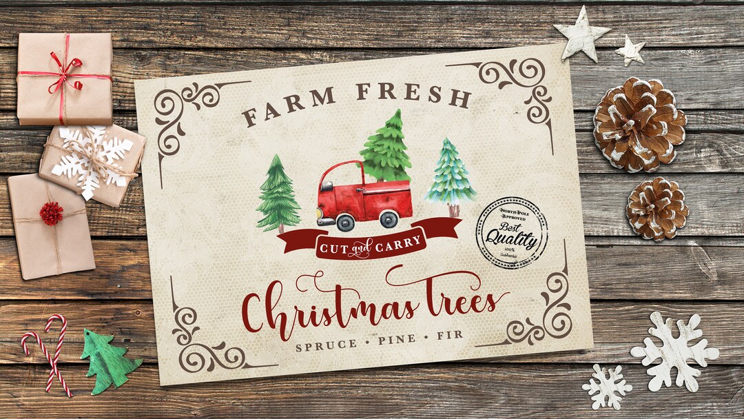 Farmhouse Christmas Tree Vintage Sign. Christmas Decoration, Christmas ...
