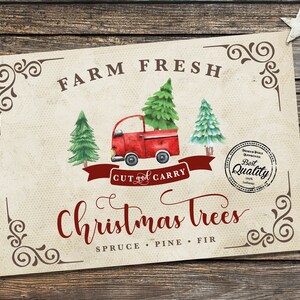 Farmhouse Christmas Tree Vintage Sign. Christmas Decoration, Christmas ...