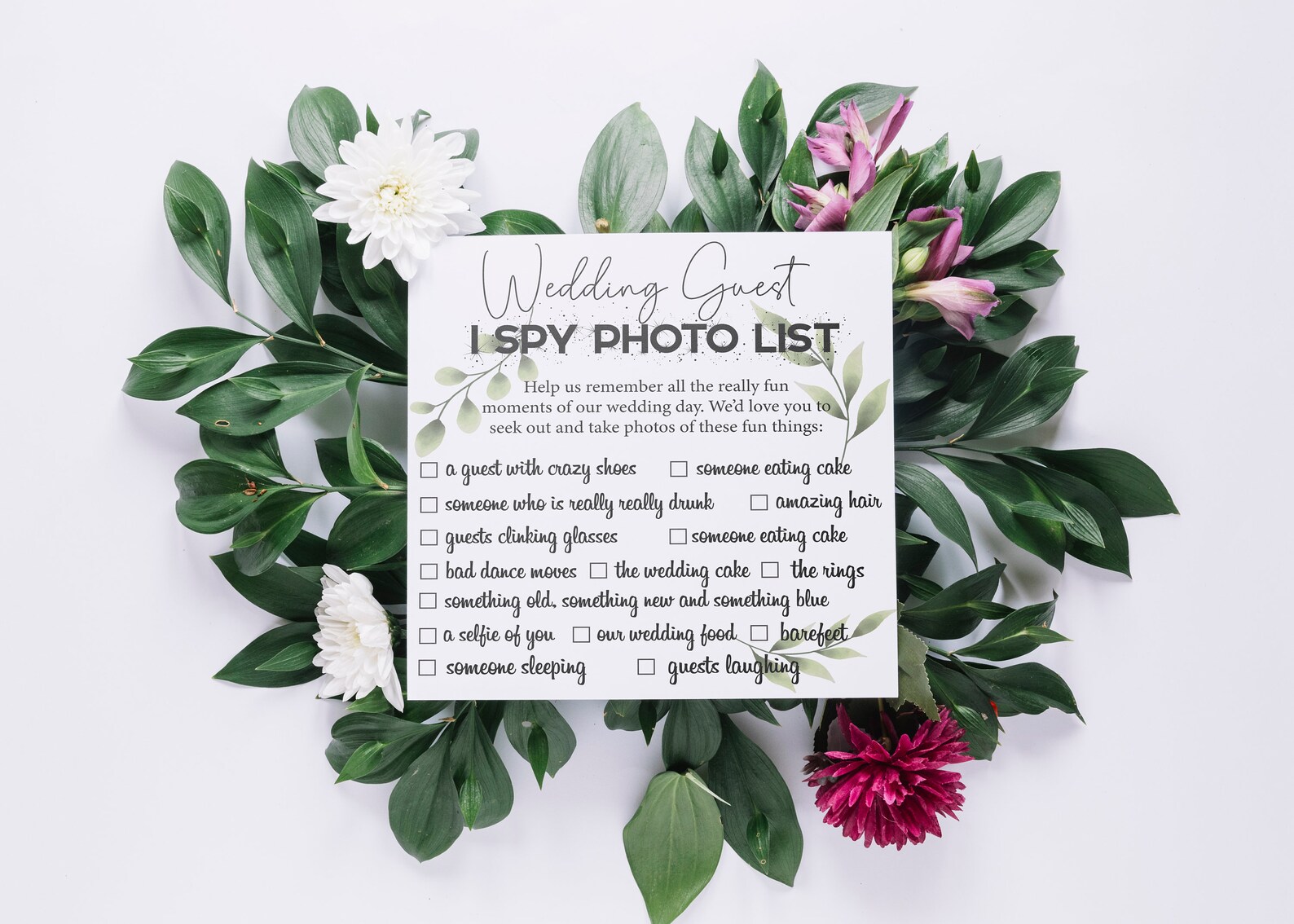 Wedding I Spy Photo Cards. A List of 30 Photos That You Want Your ...