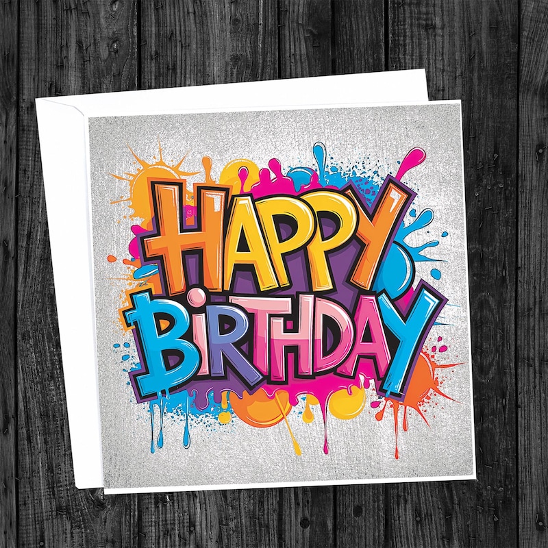 Graffiti Birthday Card - Etsy UK
