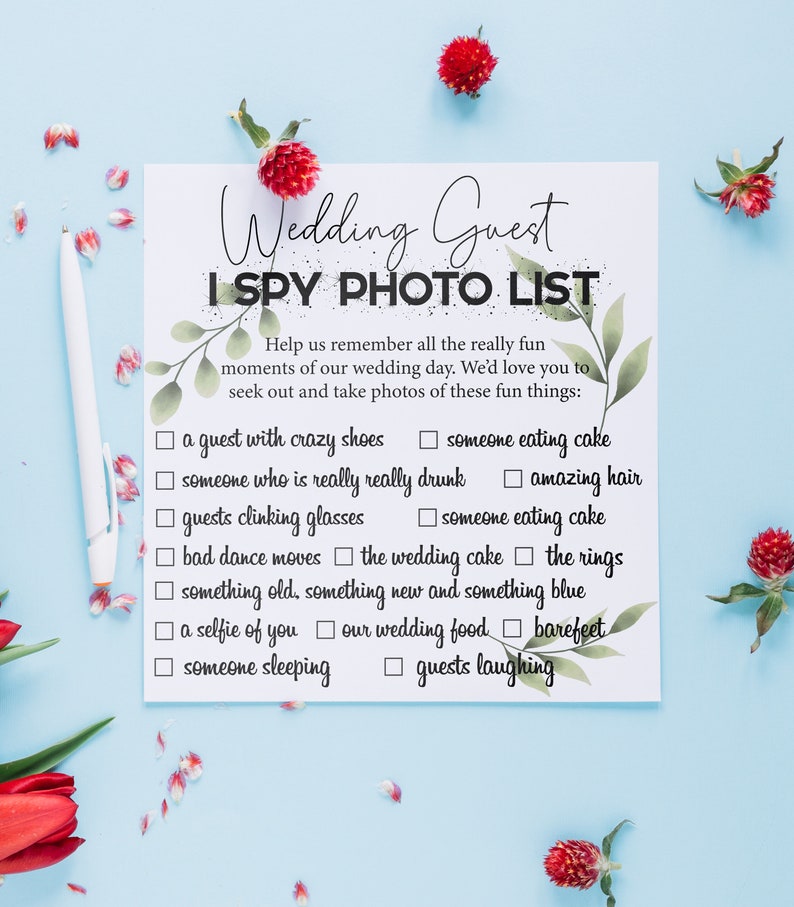 Wedding I Spy Photo Cards. A List of 30 Photos That You Want Your ...
