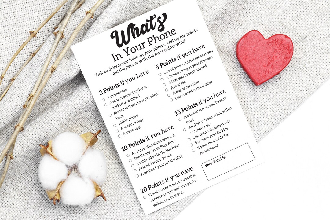 A4 or A5 Printable Whats in Your Phone Game ** Instant Download ...