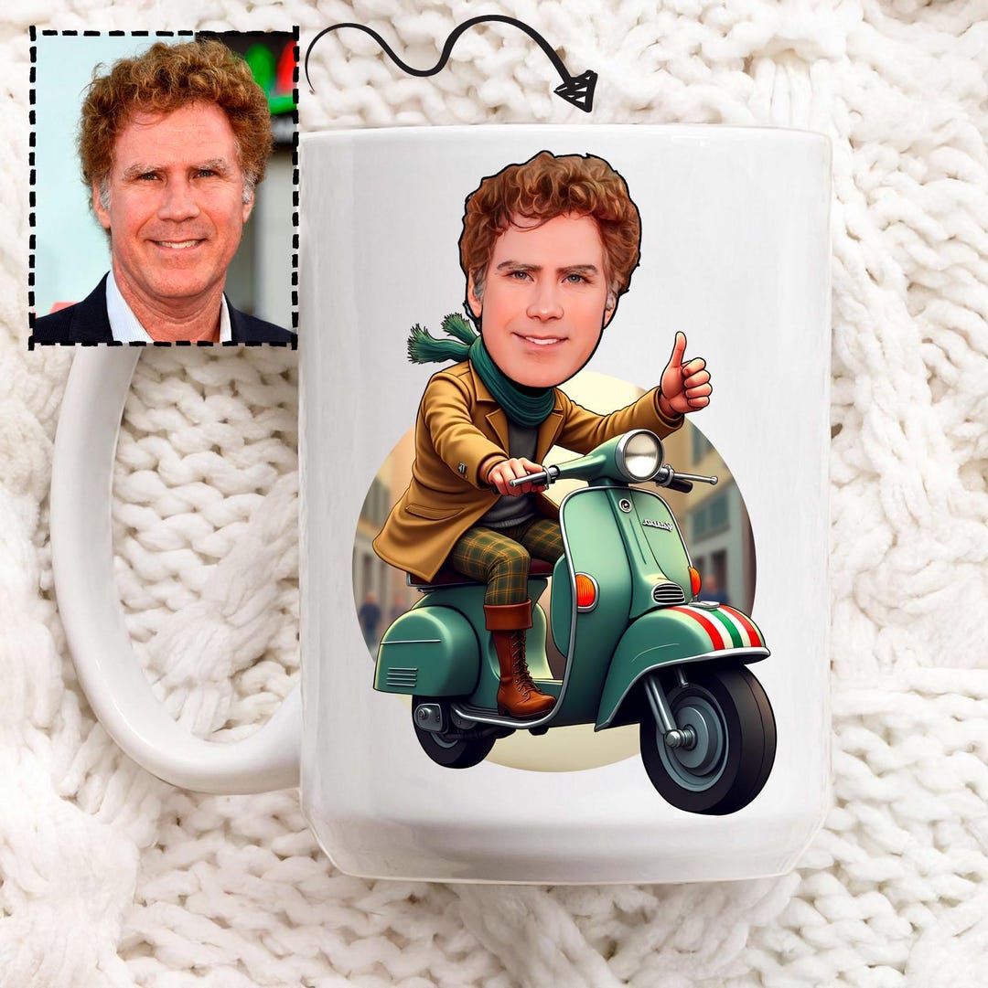 Vespa Cartoon Mug, Retro Coffee Cup, Vintage Scooter Tea Mug, Cute ...