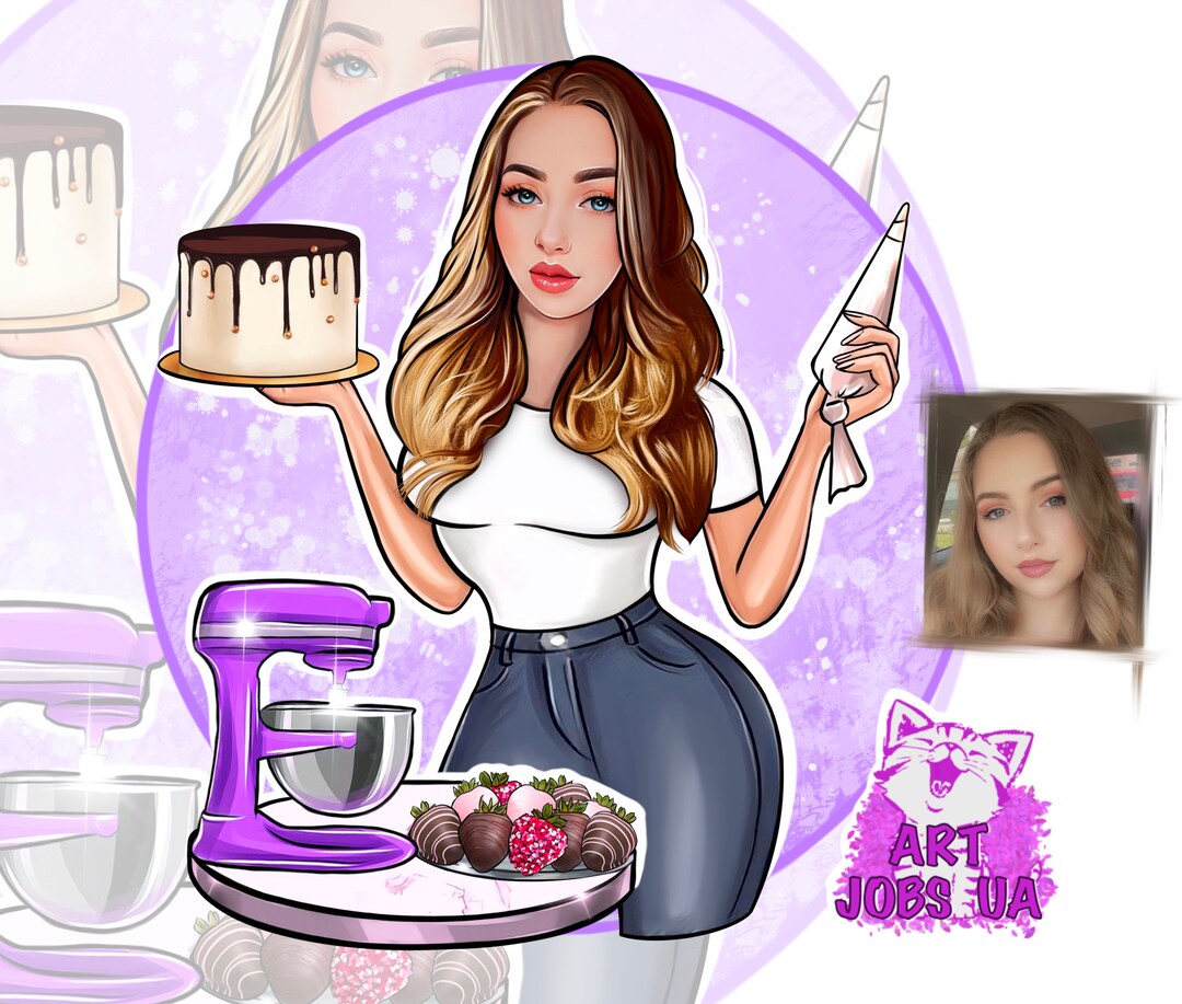 Baker Cartoon Logo Design Custom Cartoon Logo Cake Shop - Etsy