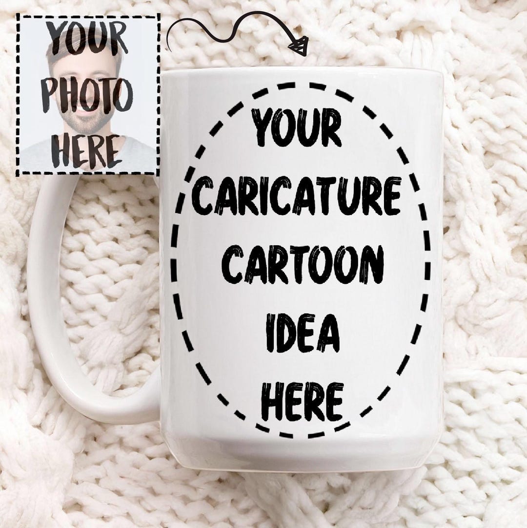 Custom Caricature Coffee Mug: Personalized Cartoon Portrait Gift - Etsy