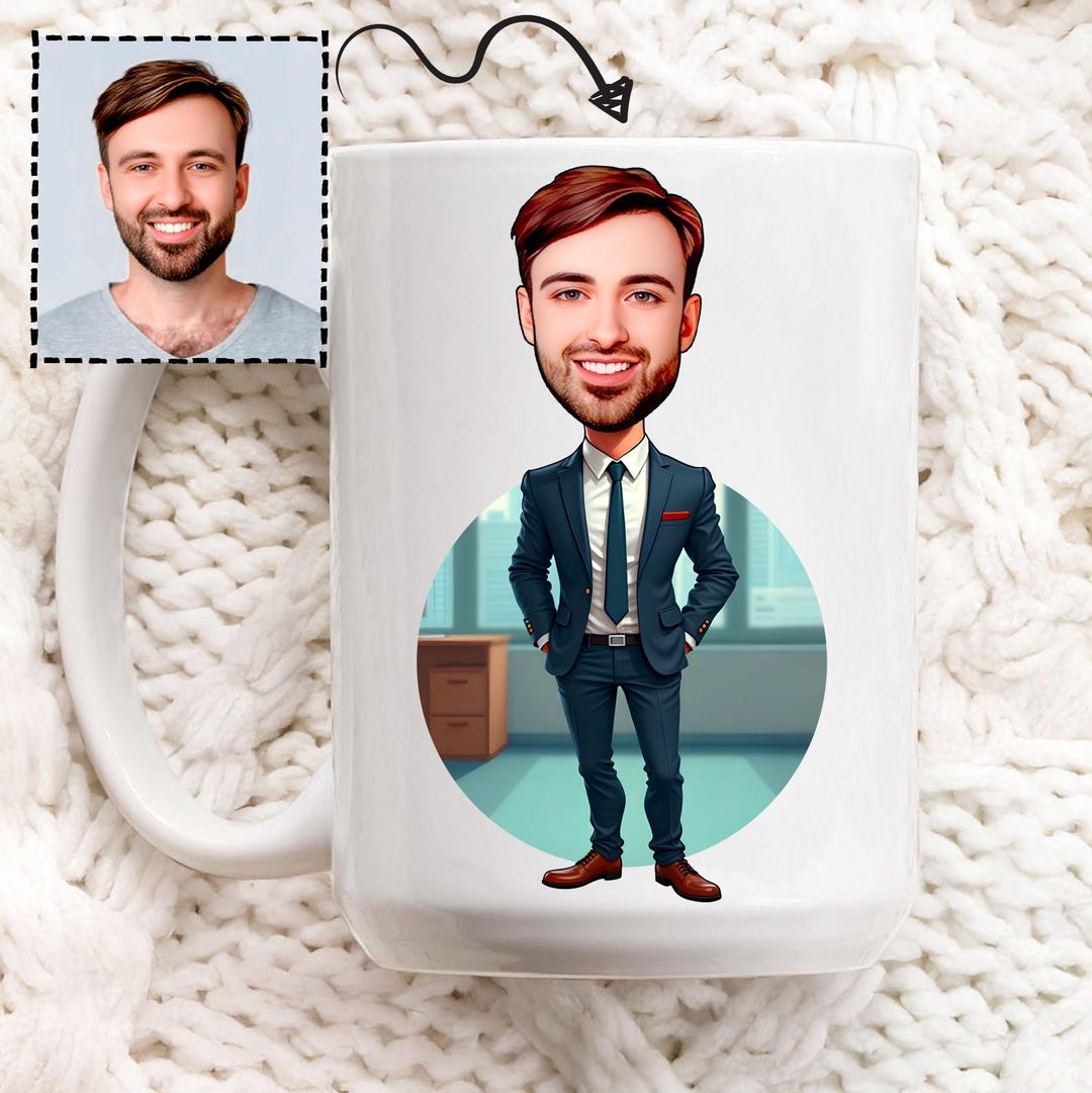 Custom Office Clerk Caricature Mug From Photo, Funny Gift for Clerk ...
