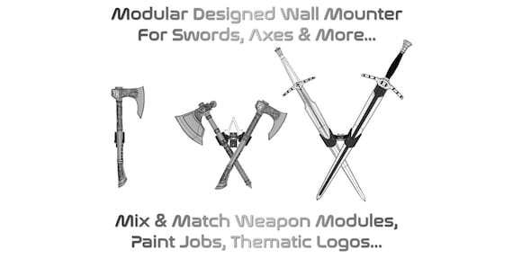 Digital Download Modular Sword & Axe Wall Mounters Single OR | Etsy