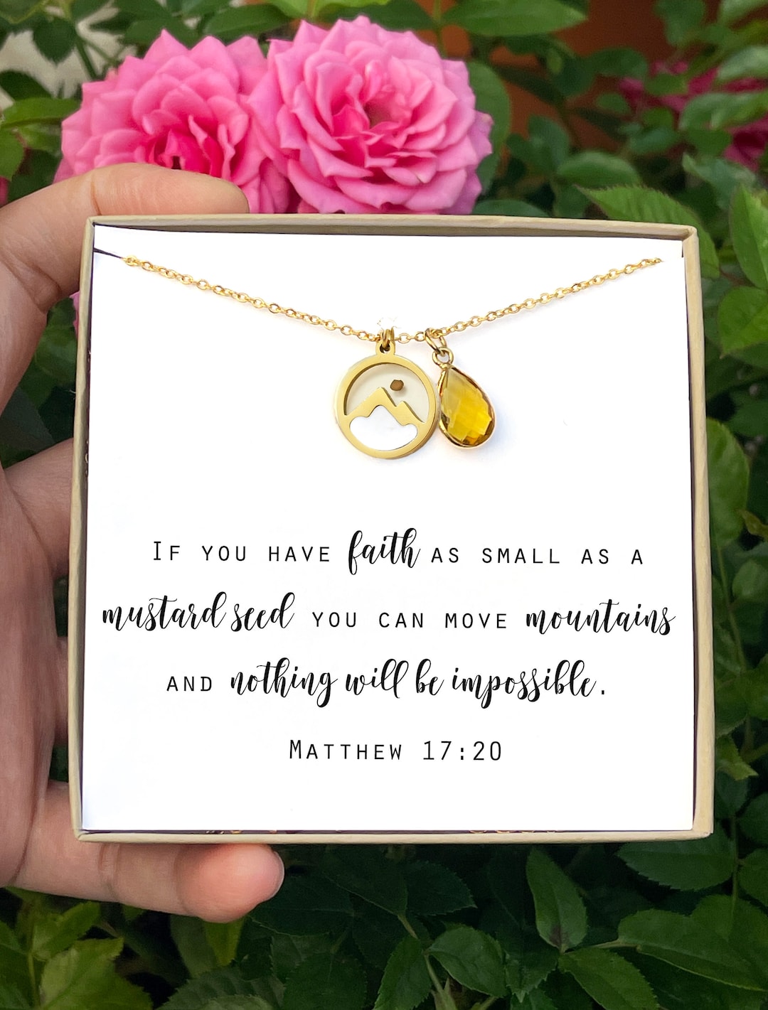 Real Mustard Seed Necklace Encouragement Gift Mustard Seed Jewelry Faith Necklace Christian ...