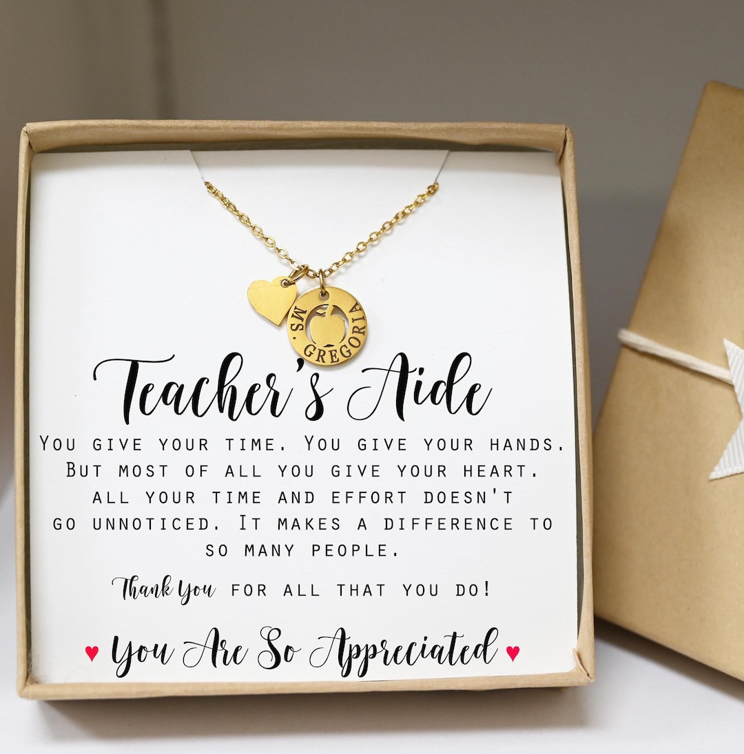Teacher Aide Gift Teacher Assistant Appreciation Gift for Her Necklace ...