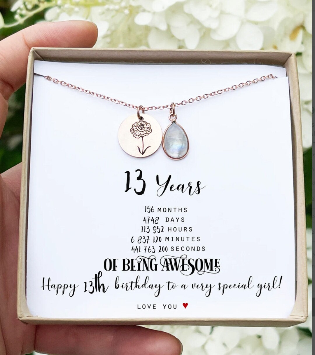 Personalized Custom 13th 13th Birthday Thirteen birthday Necklace Gifts for 13 Year Old Girl ...