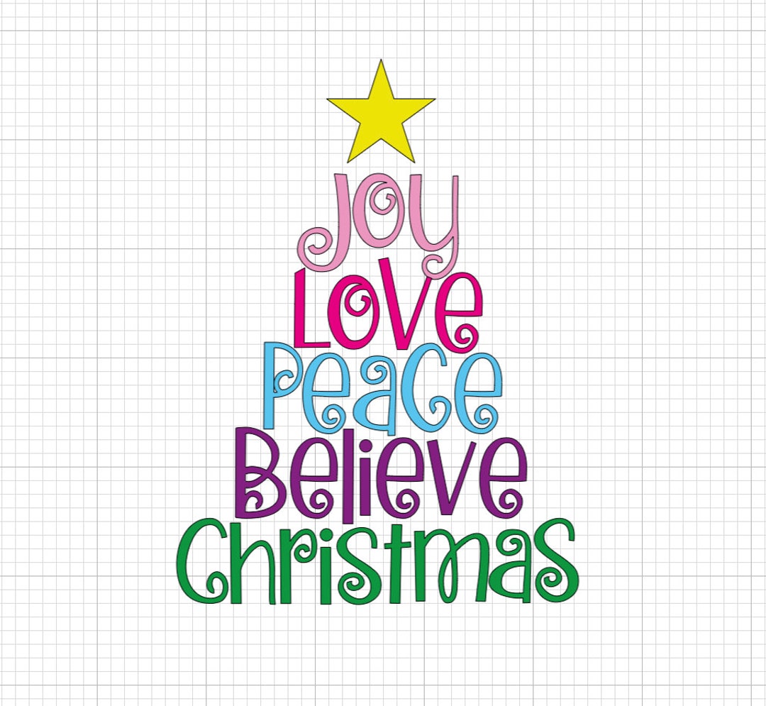 Joy Love Peace Believe Christmas Tree Vinyl Decal - Etsy
