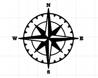 Compass Vinyl Decal Mountain Illustration Compass Vinyl Decal for RV ...