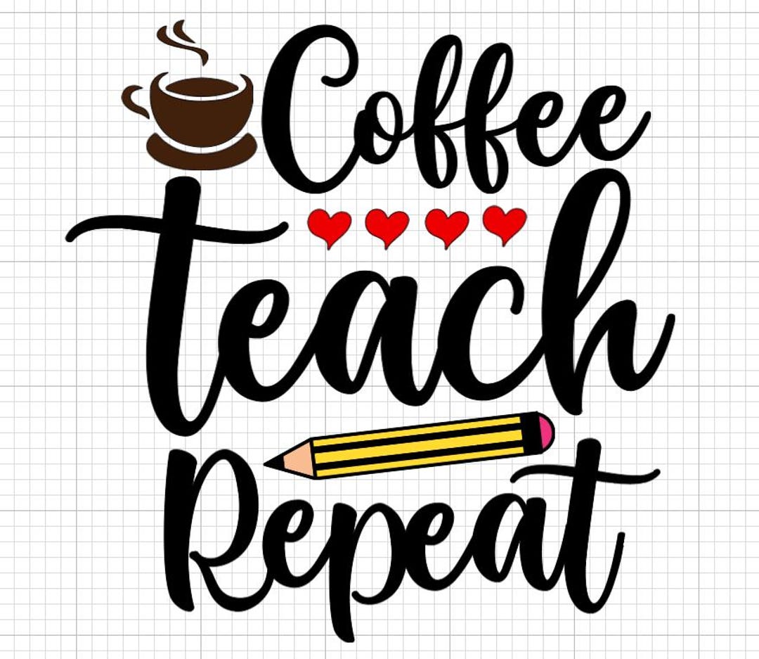 Coffee Teach Repeat Decal - Etsy