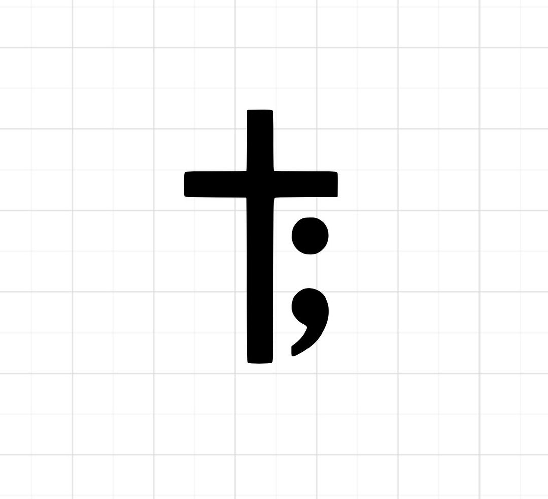 Cross and Semicolon Vinyl Decal - Etsy