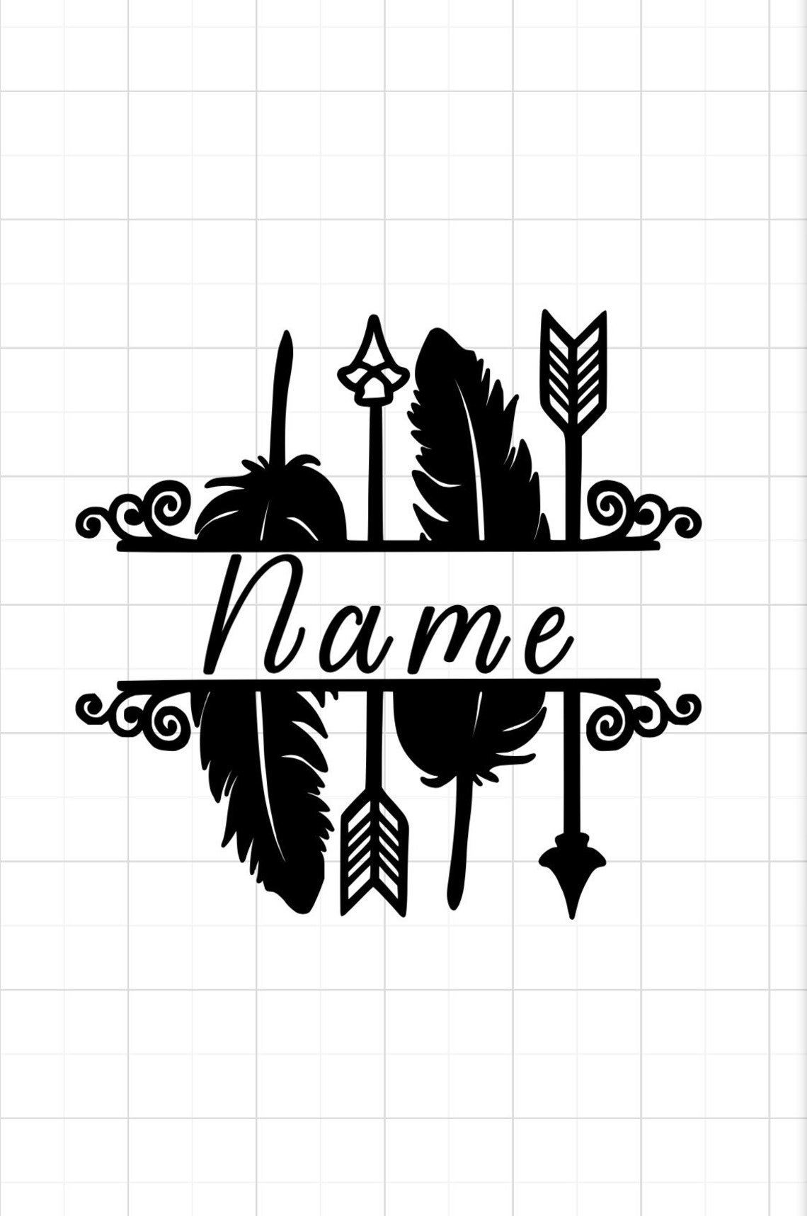 Monogram Name Arrows and Feathers Vinyl Decal - Etsy