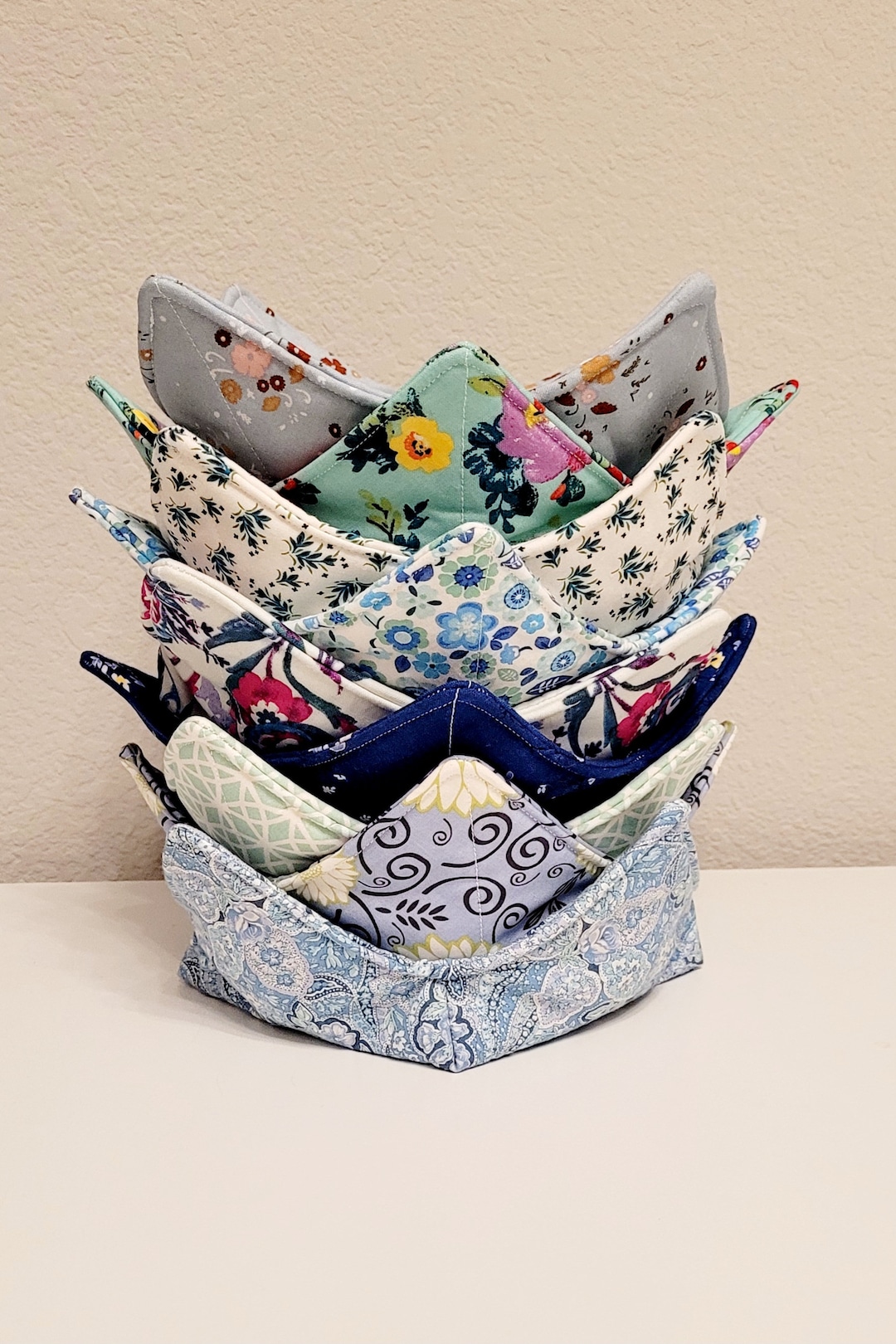 Floral Fabric Bowl Cozy, Reversible Hot Pad, Microwavable Bowl Cozy ...