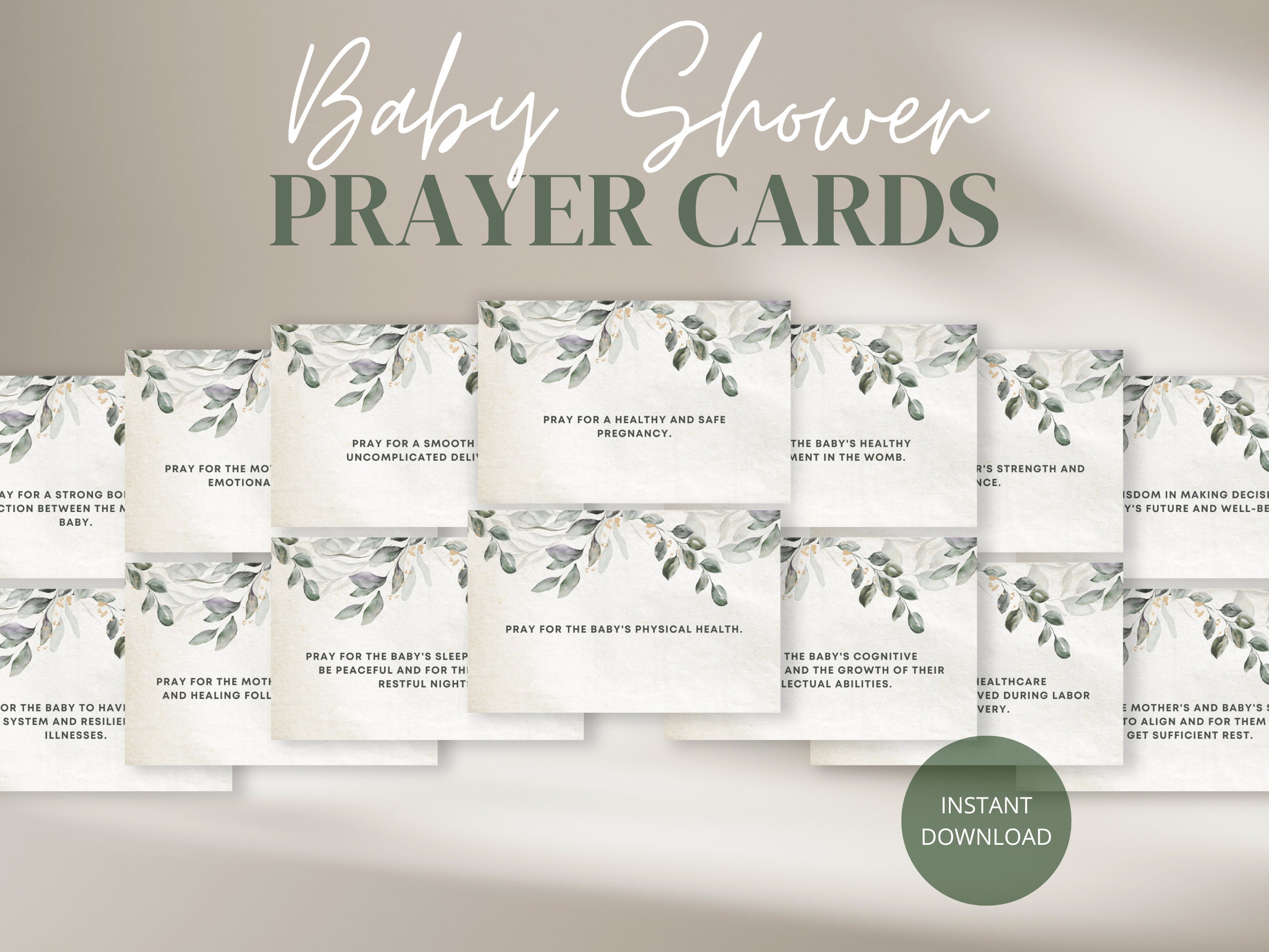 Baby Shower Prayer Cards Instant Digital Download (set of 24), Baby ...