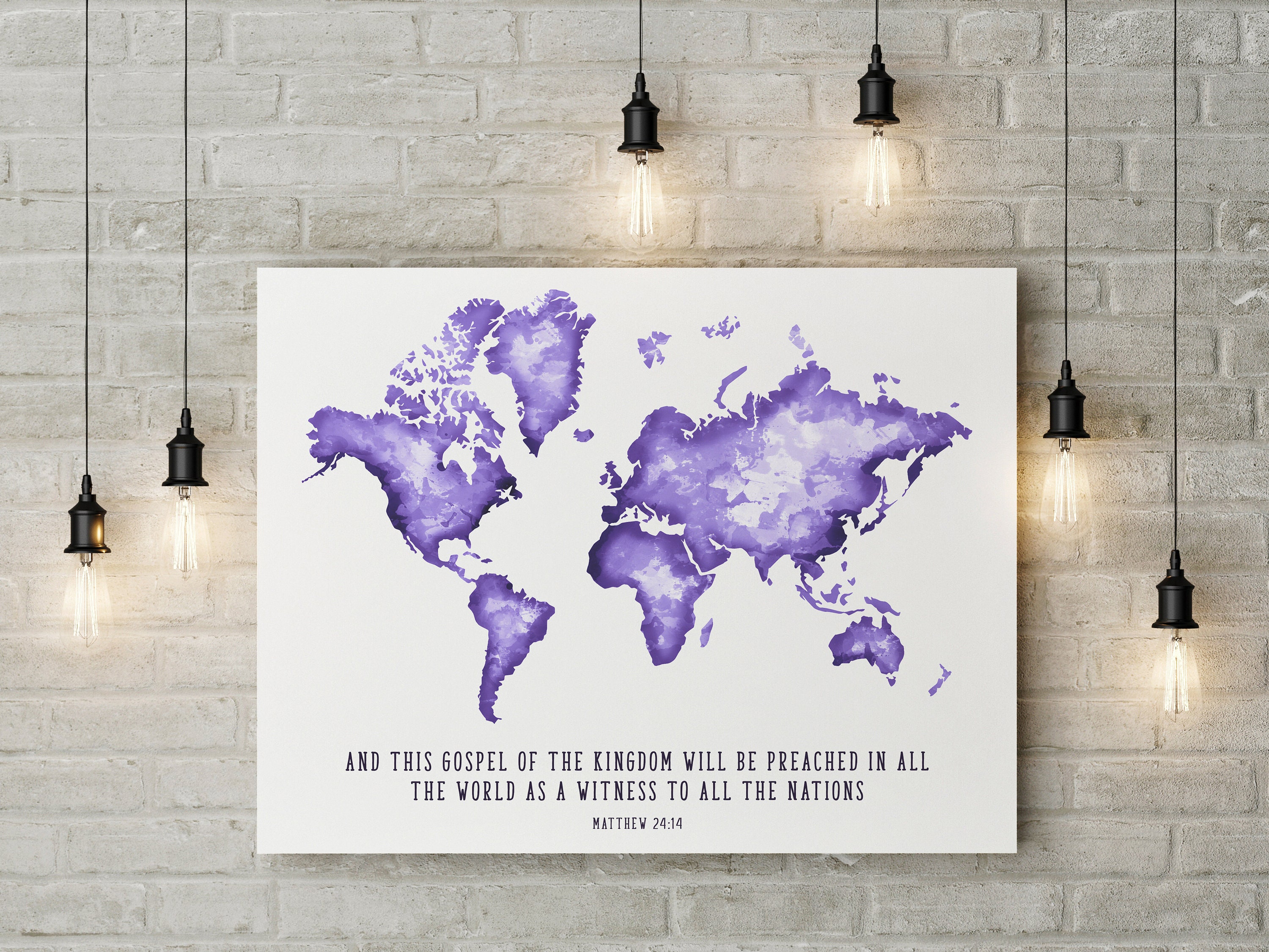World Map Matthew 24:14 Christian Printable Bible Verse - Etsy