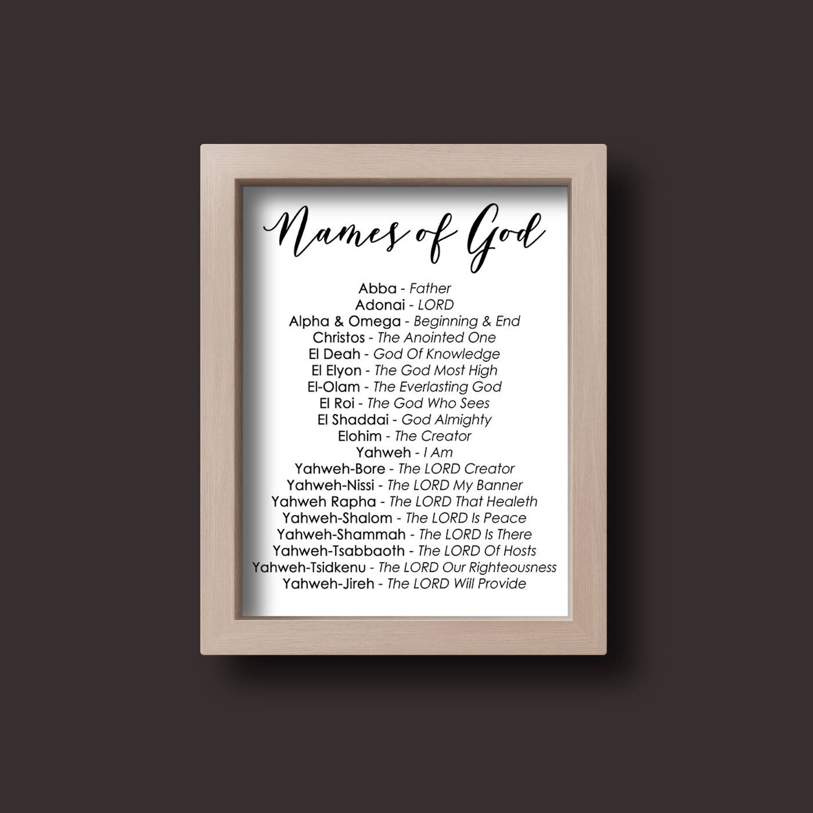 Names of God | Christian Printable | Wall Decor | Digital Download - Etsy