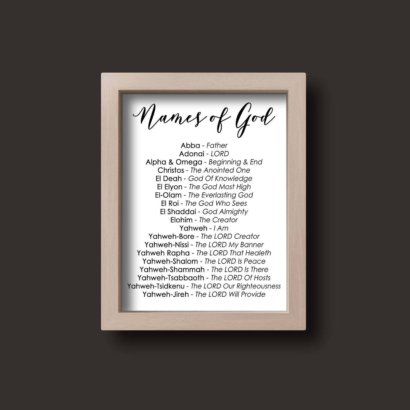 Names of God | Christian Printable | Wall Decor | Digital Download - Etsy