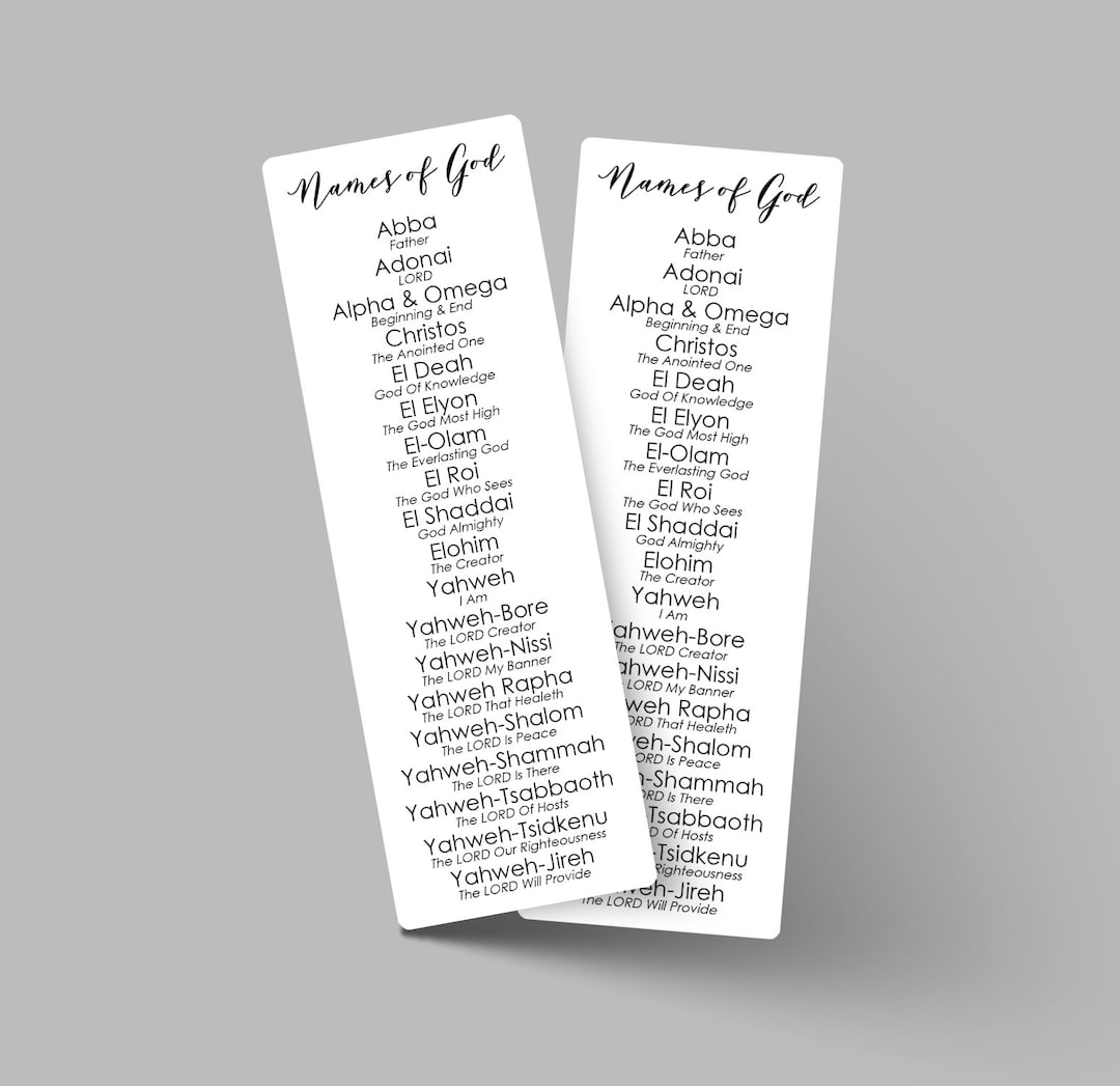 Names of God Bookmark (individual), Christian Bookmark, Bible Bookmark ...