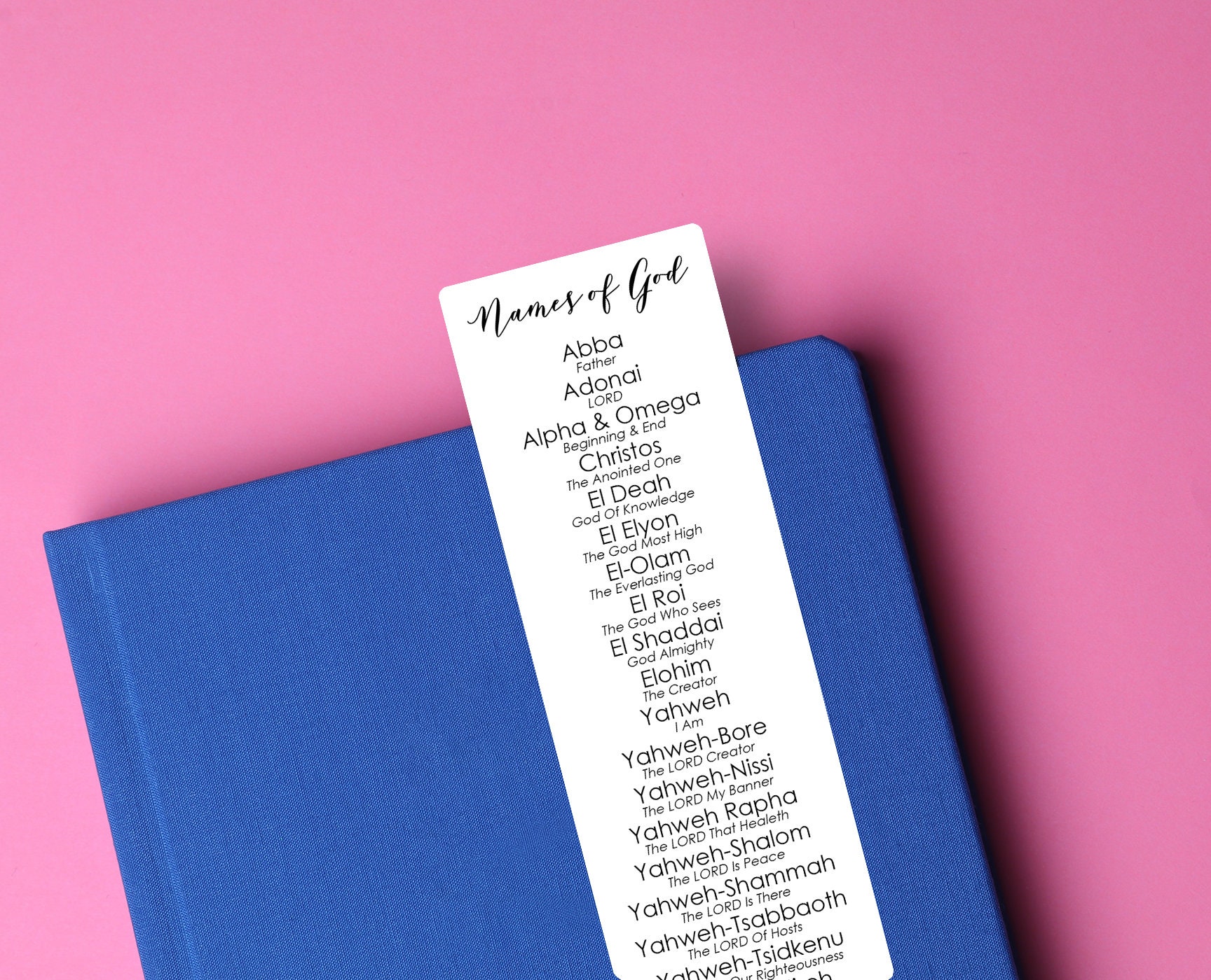 Names of God Bookmark (individual), Christian Bookmark, Bible Bookmark ...