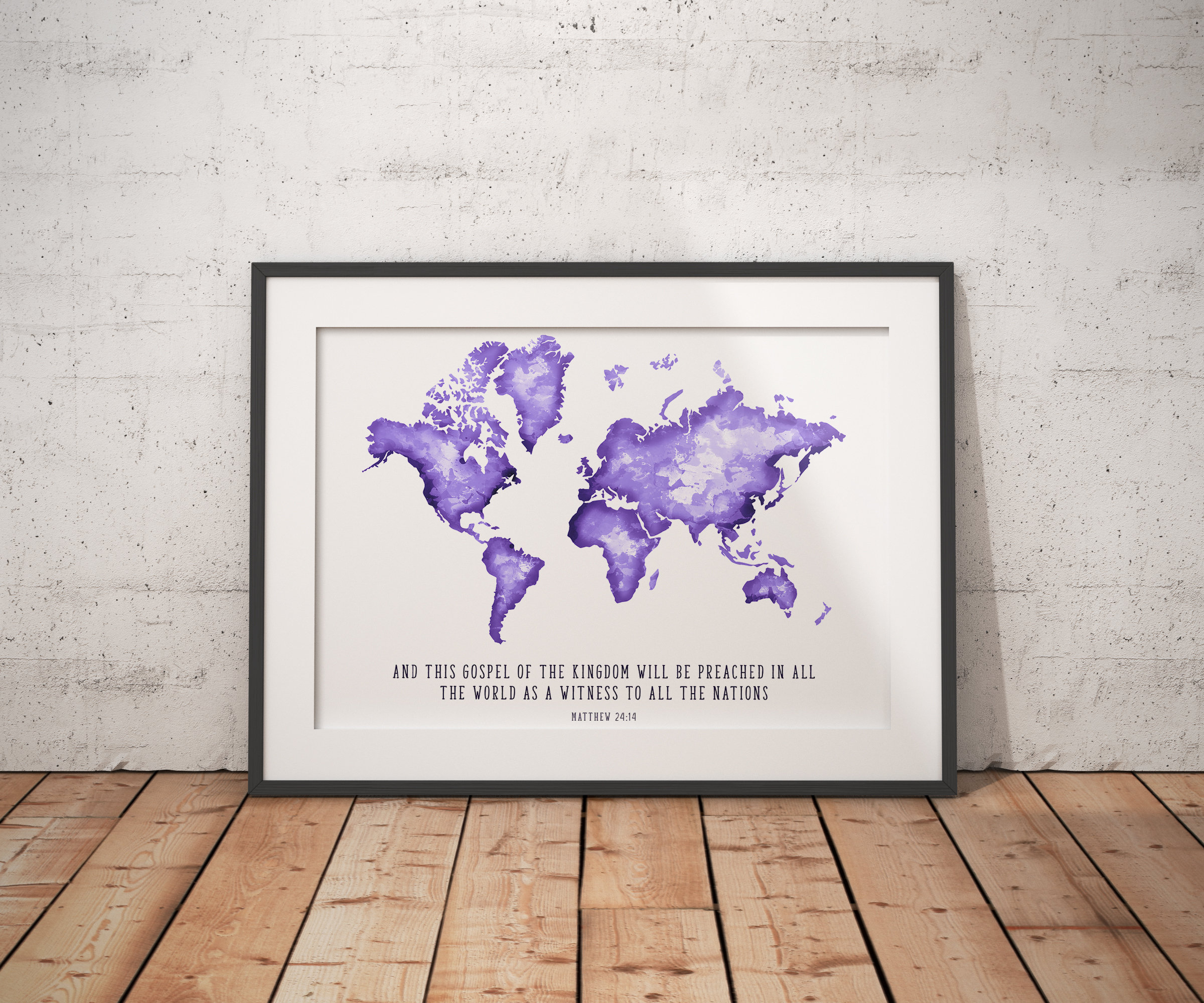 World Map Matthew 24:14 Christian Printable Bible Verse - Etsy