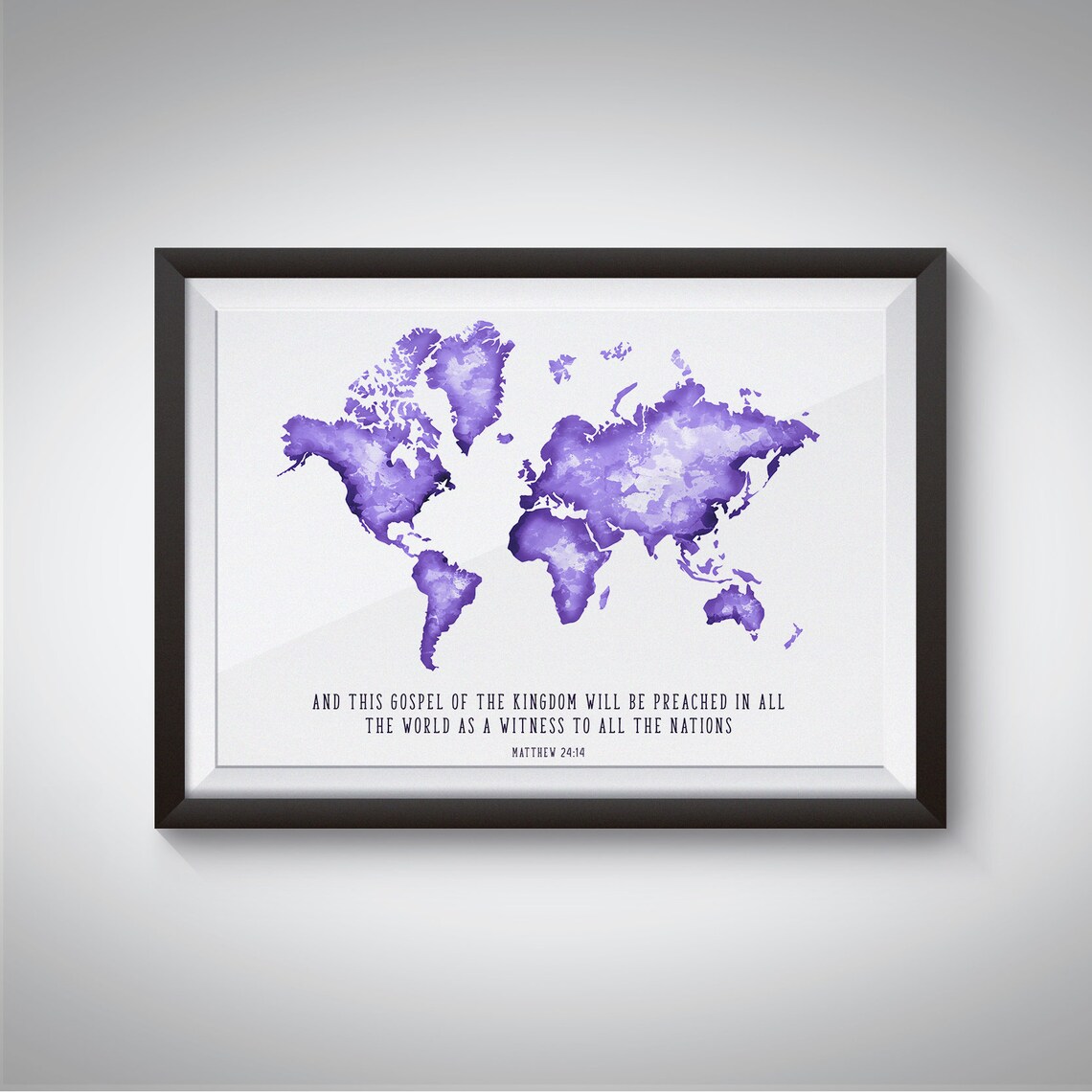 World Map Matthew 24:14 Christian Printable Bible Verse - Etsy