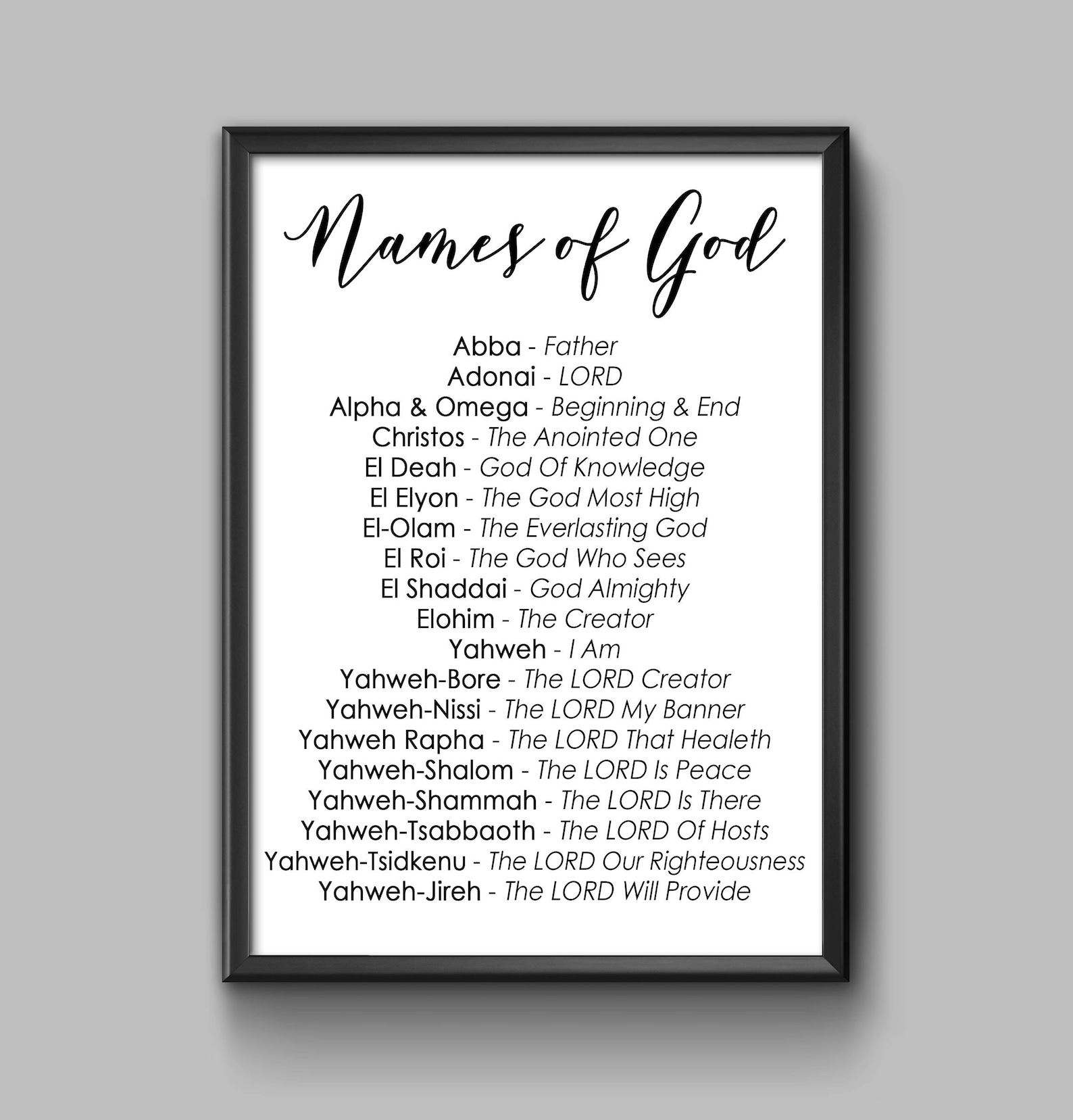 Names of God | Christian Printable | Wall Decor | Digital Download - Etsy