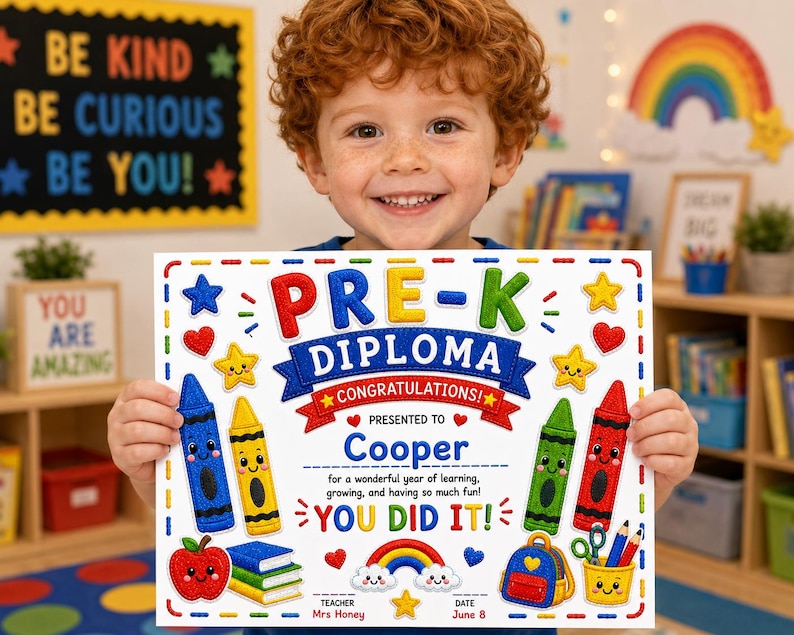 Pre-k Elementary Diploma Template Canva, Pre K Graduation Certificate ...