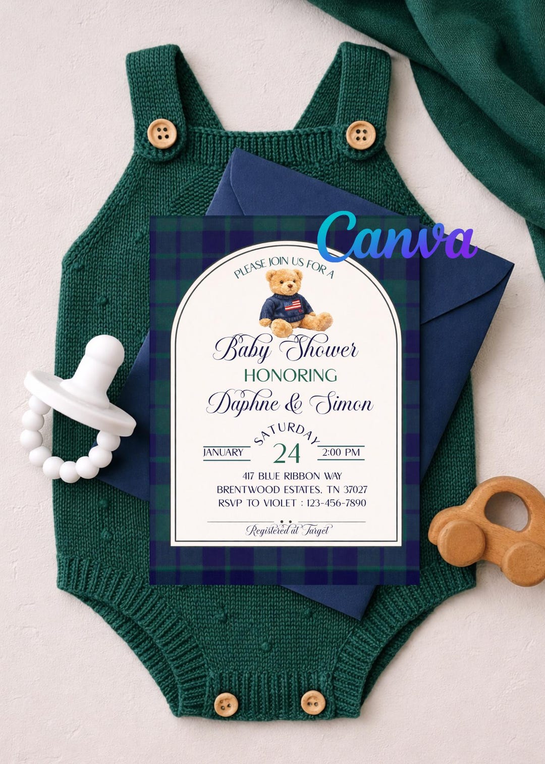 Preppy Baby Shower Invitation, Polo Bear Baby Shower, Ralph Lauren ...