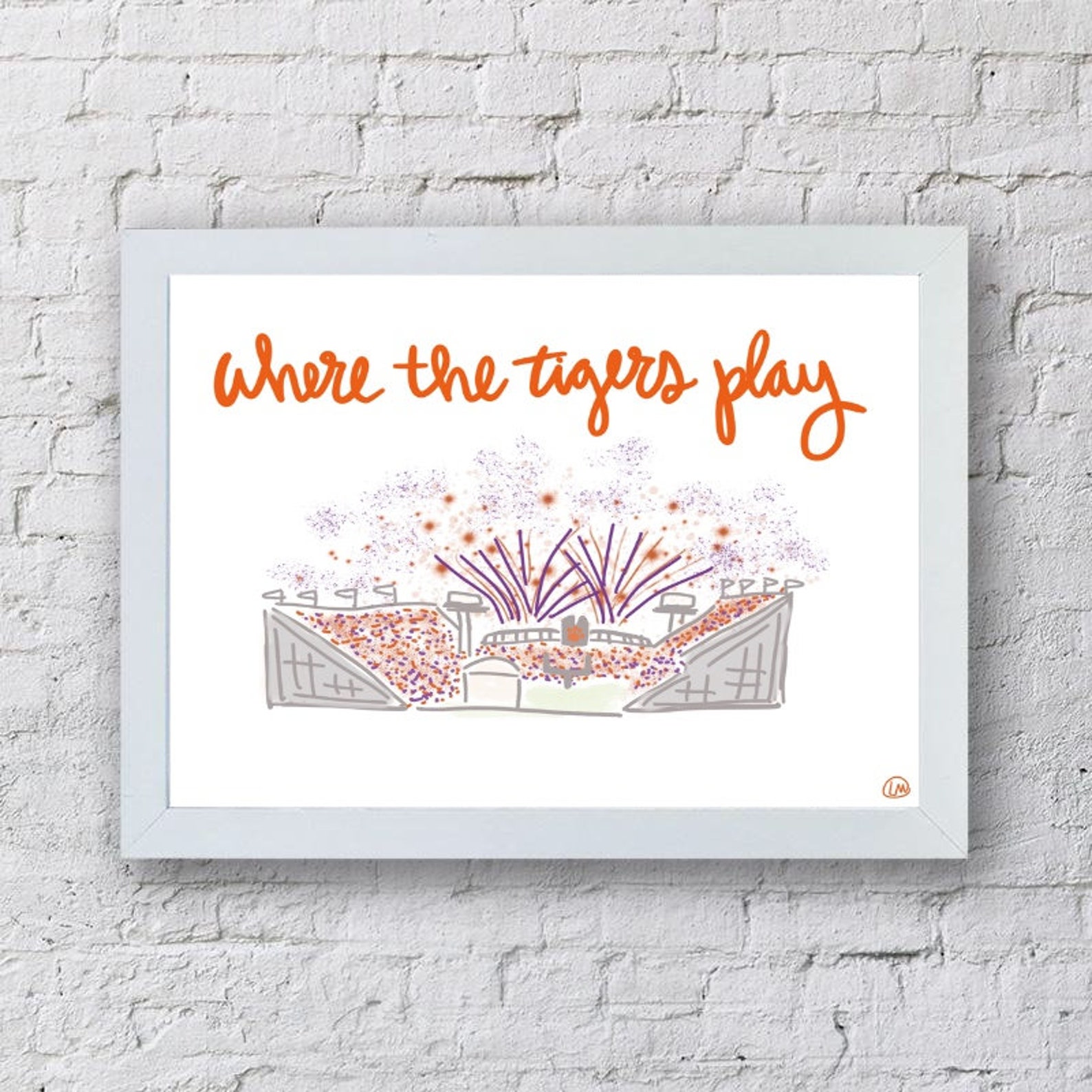 Clemson Tigers Art Prints Football Illustrated Watercolor Gallery Wall ...