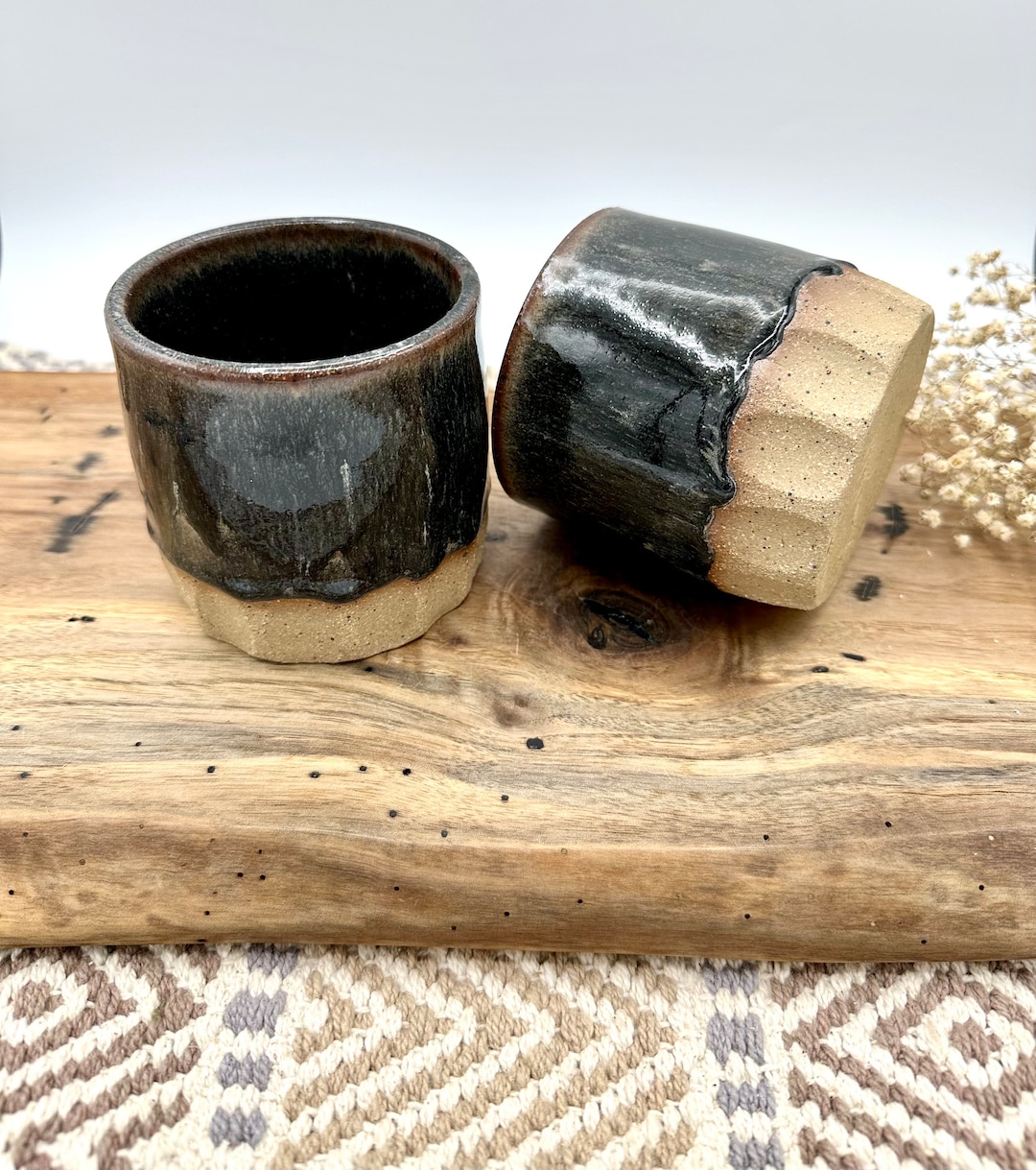 Whiskey Tumbler/ Handmade Stoneware Cups/ Rustic Black - Etsy
