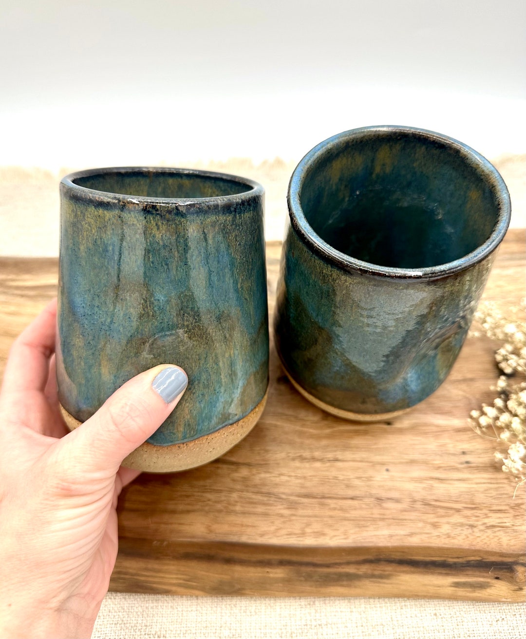 Thumbprint Tumblers/ Handmade Pottery Indent Cups/ Thumb Mugs ...