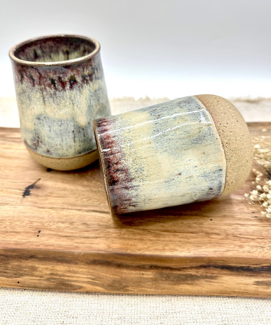 Thumbprint Tumblers/ Handmade Pottery Indent Cups/ Thumb Mugs/ River ...