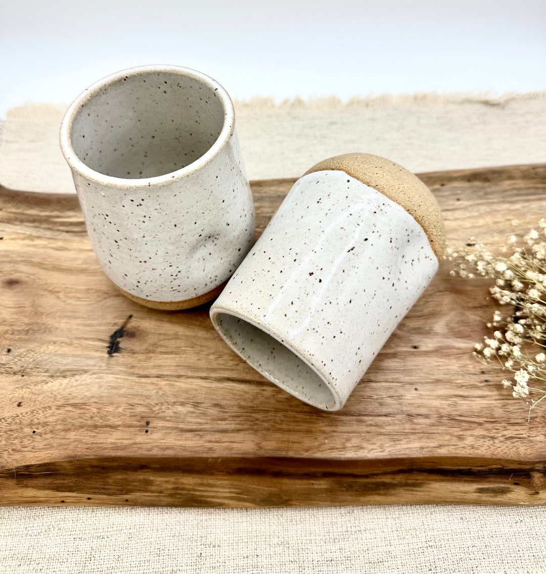 Thumbprint Tumblers/ Handmade Pottery Indent Cups/ Thumb Mugs/ Speckled ...