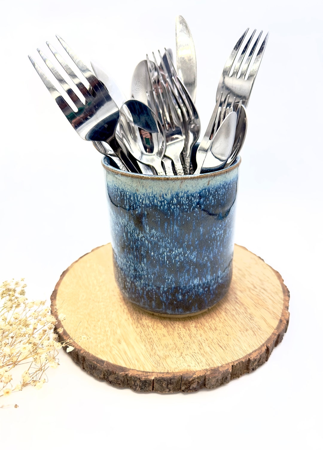 Utensil Strainer/ Handmade Pottery Silverware Drying Pot/ Ccstoneware ...