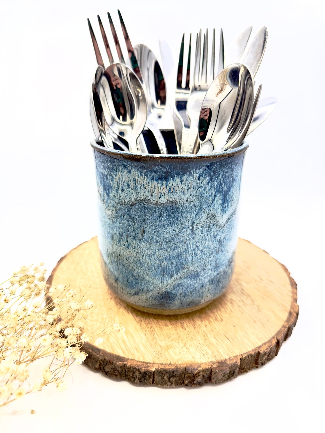 Utensil Strainer/ Handmade Pottery Silverware Drying Pot/ Ccstoneware ...